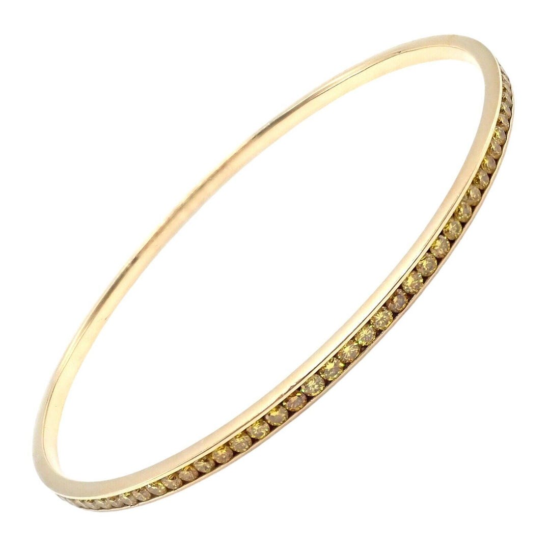 Authentic Jacob & Co 18k Yellow Gold Full 3.5ctw Diamond Bangle ...