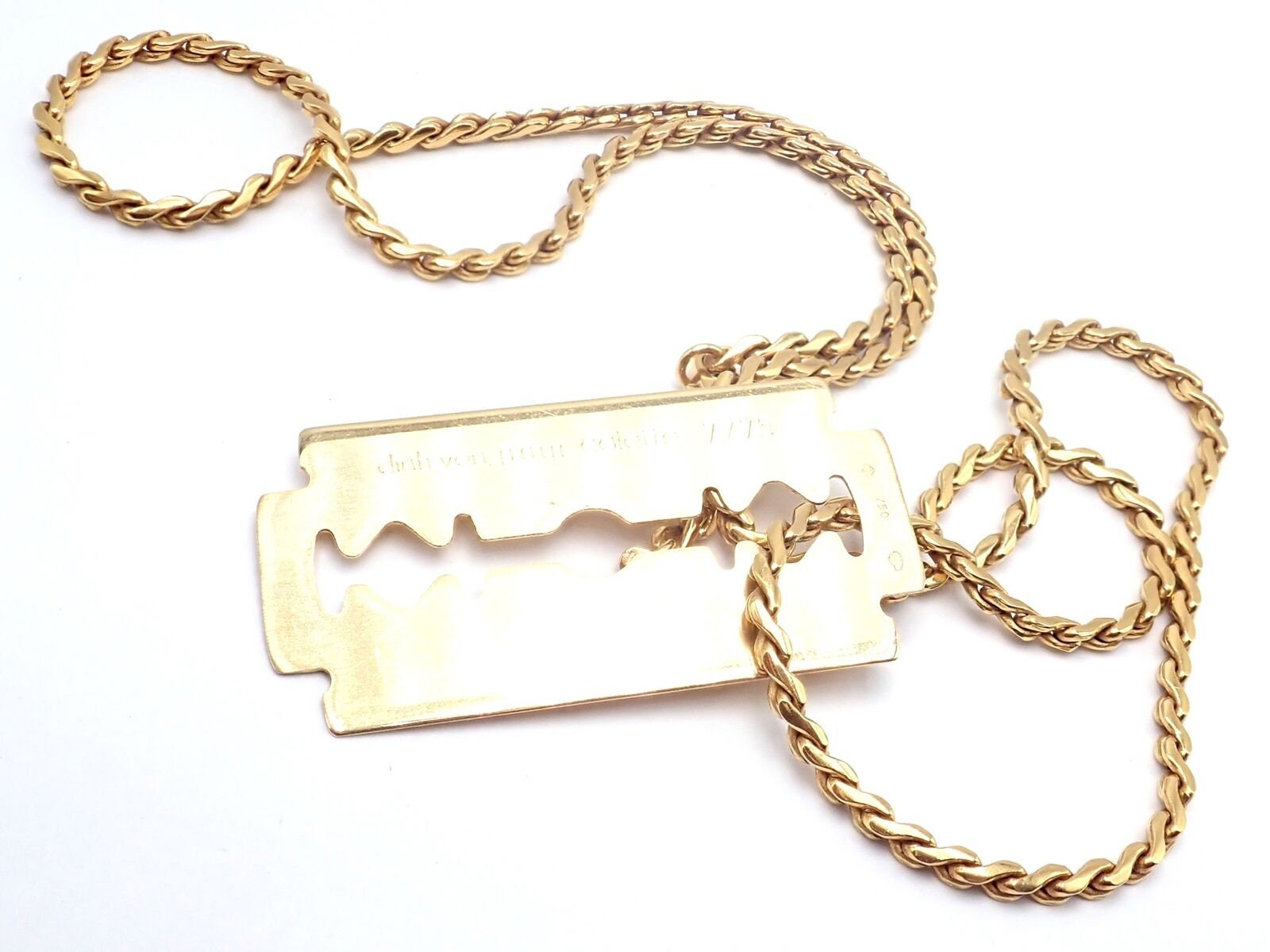 Vintage Dinh Van Cartier 18k Yellow Gold Razor Blade Pendant Chain ...