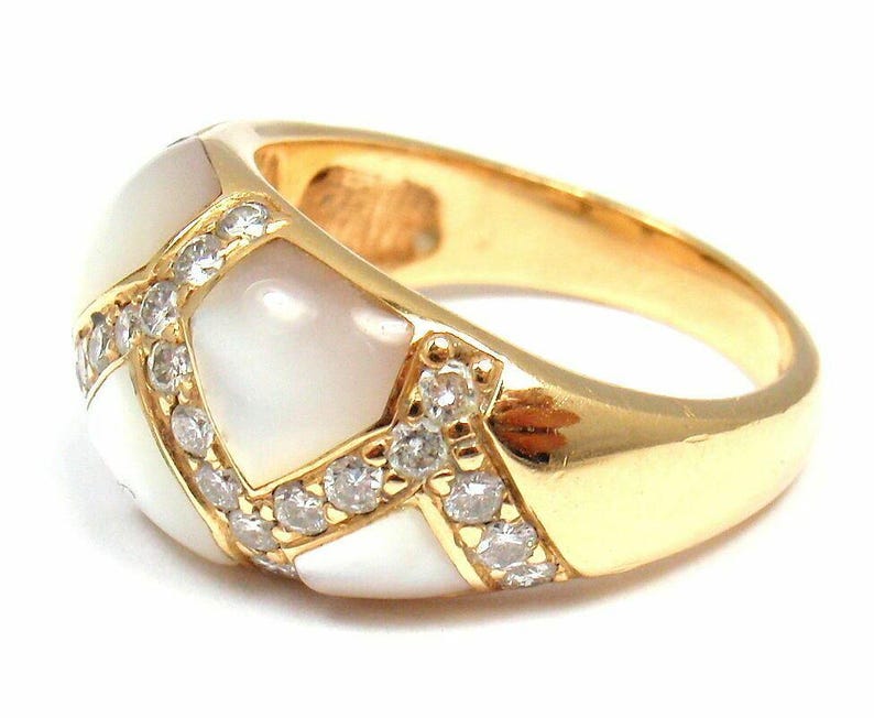Kabana 14k Yellow Gold Mother of Pearl 0.30ctw Diamond Ring 5.75 - Etsy