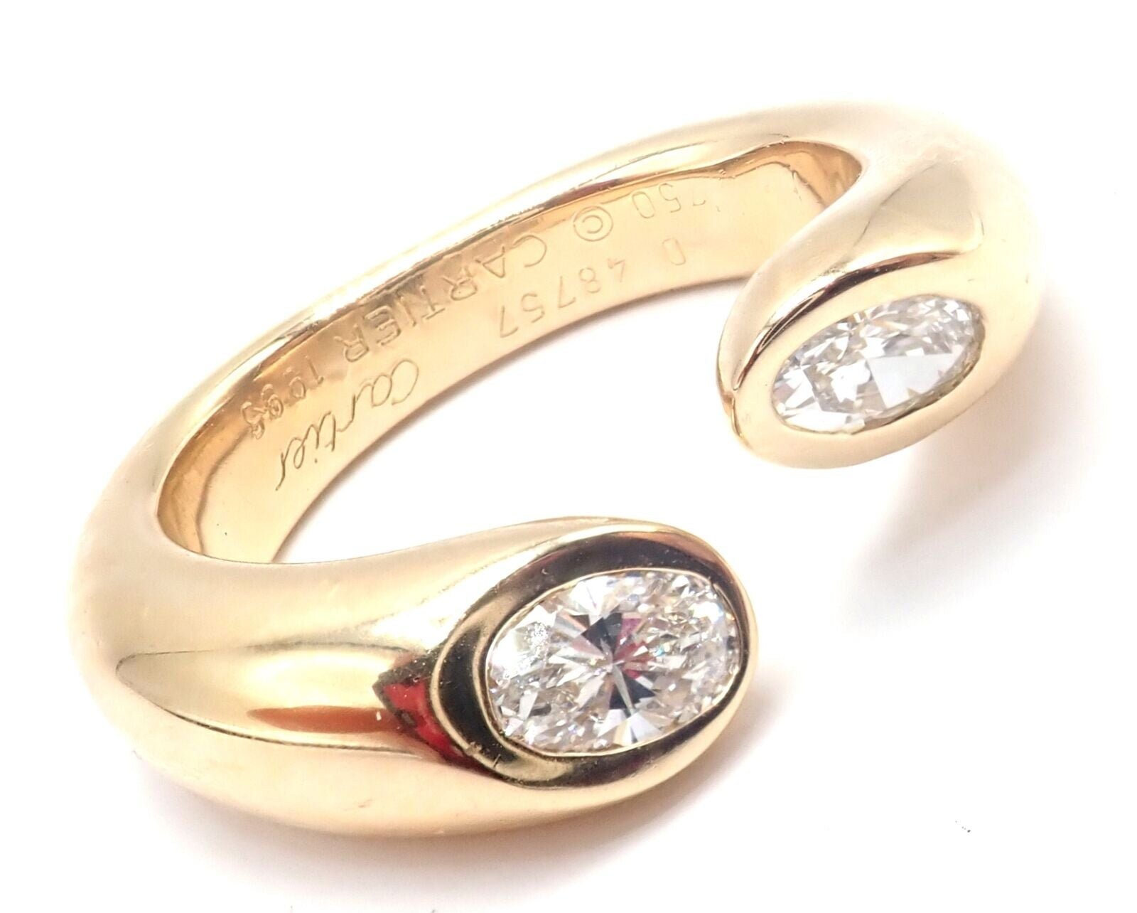 Cartier 18k Yellow Gold Diamond Ellipse Deux Tetes Croisees Bypass Band ...