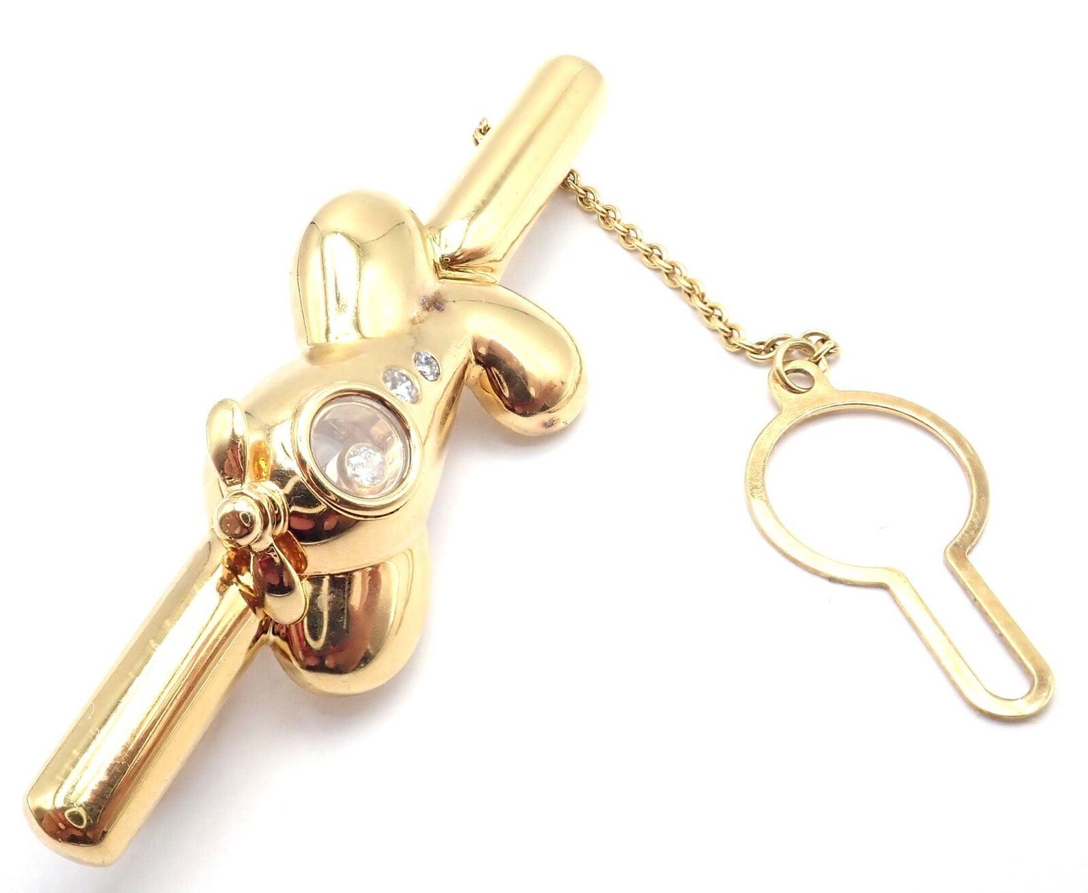 Authentic! Vintage Chopard 18k Yellow Gold Happy Diamond Airplane Tie ...