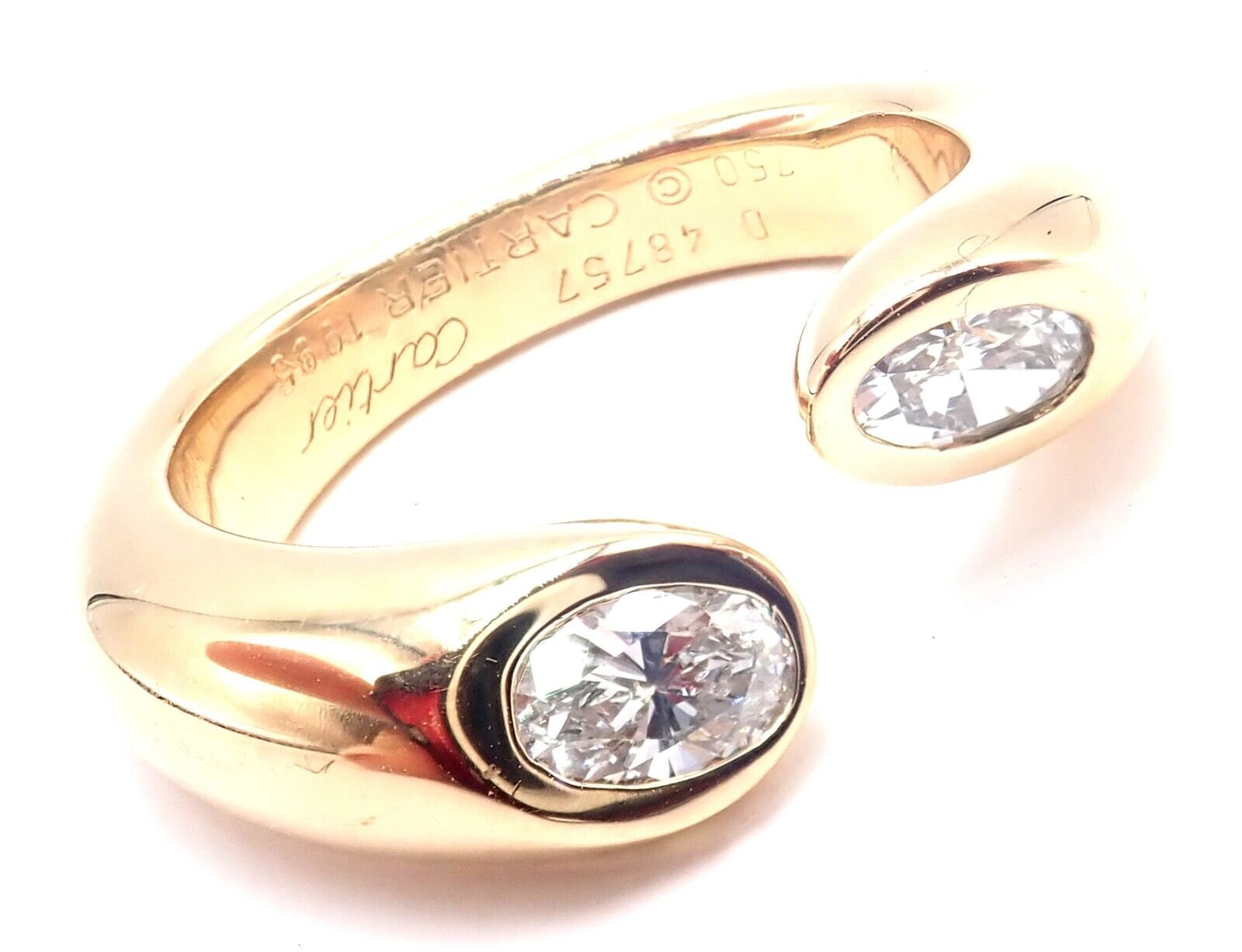 Cartier 18k Yellow Gold Diamond Ellipse Deux Tetes Croisees Bypass Band ...