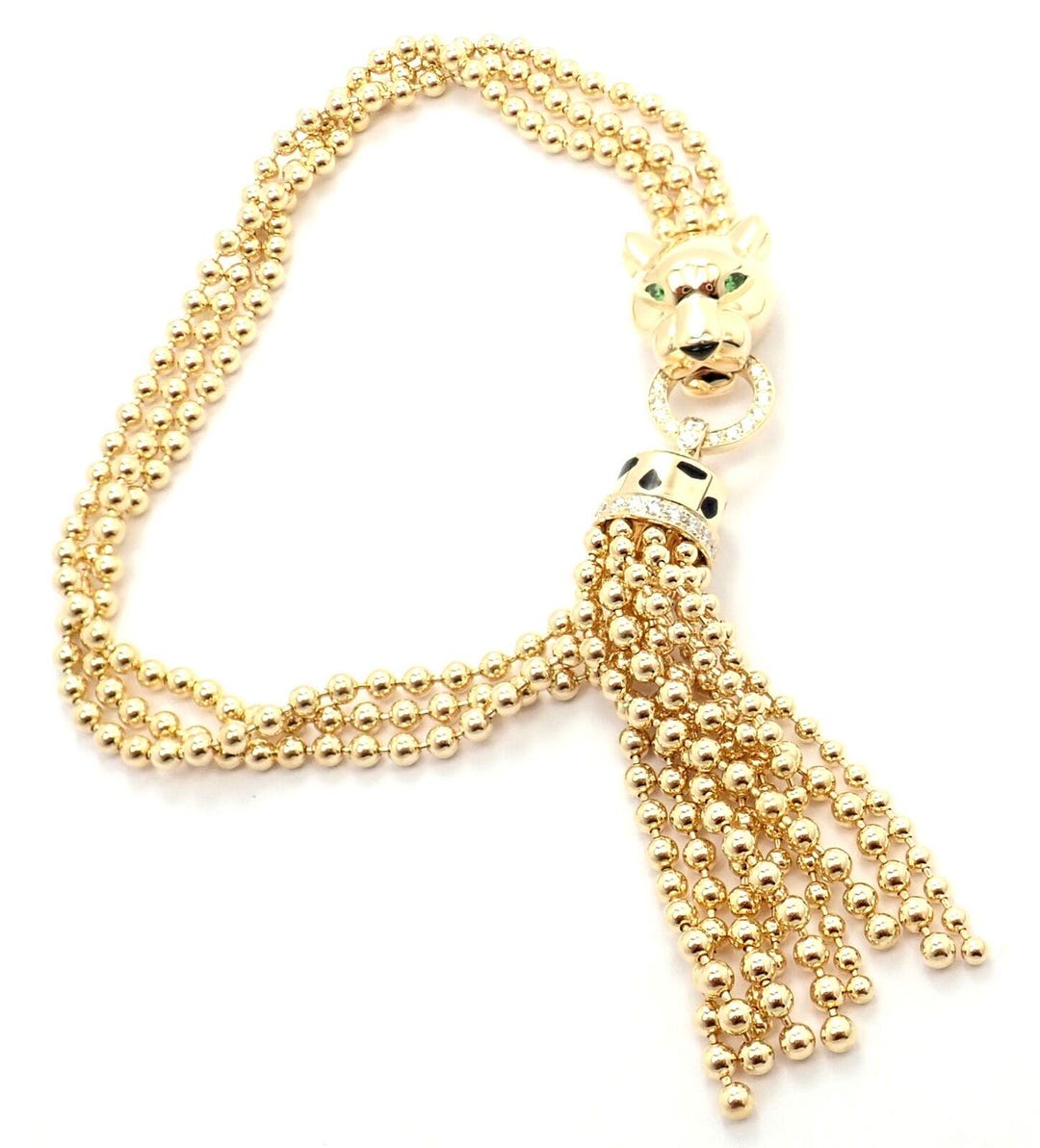 Authentic Panthere De Cartier Panther 18k Yellow Gold Diamond Tsavorite ...