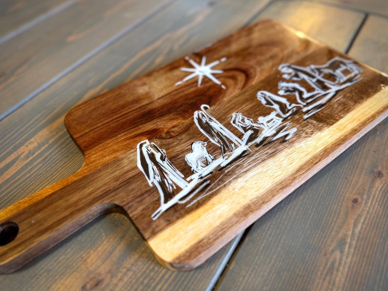 FREE SHIPPING Nativity Scene Food Safe Christmas Butcher Block ...