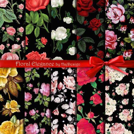 Materials Paper, Party & Kids decoupage black and red digital paper ...