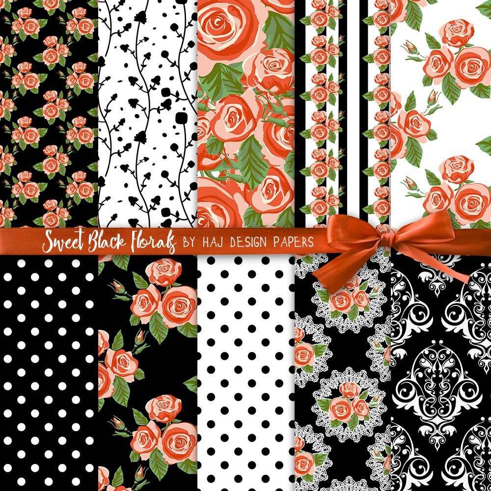 Materials Paper, Party & Kids decoupage black and red digital paper ...