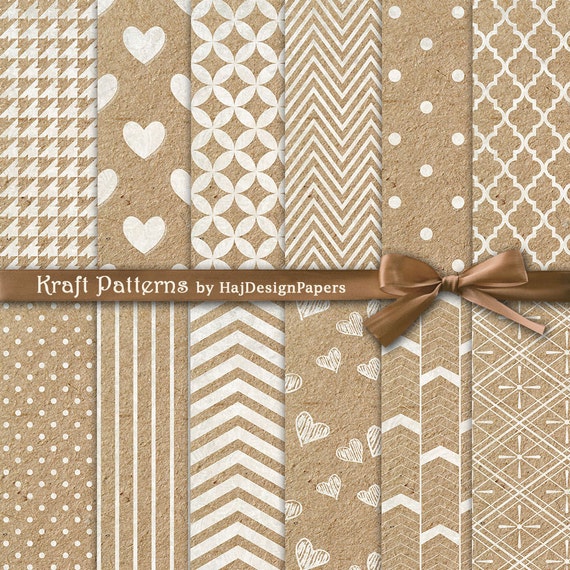 Kraft digital paper : Kraft Patterns kraft paper | Etsy