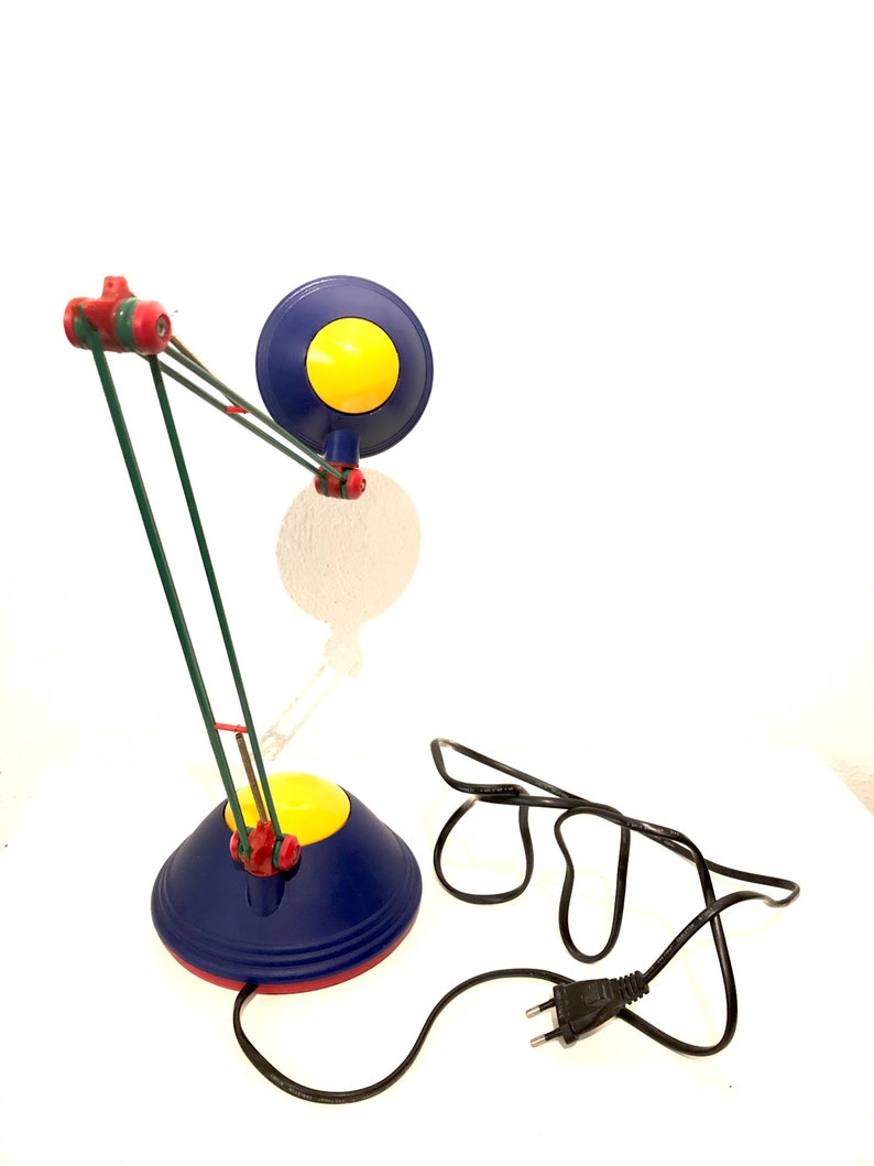 Vintage Memphis Style Design Table Lamp in Red, Yellow, Green and Blue ...
