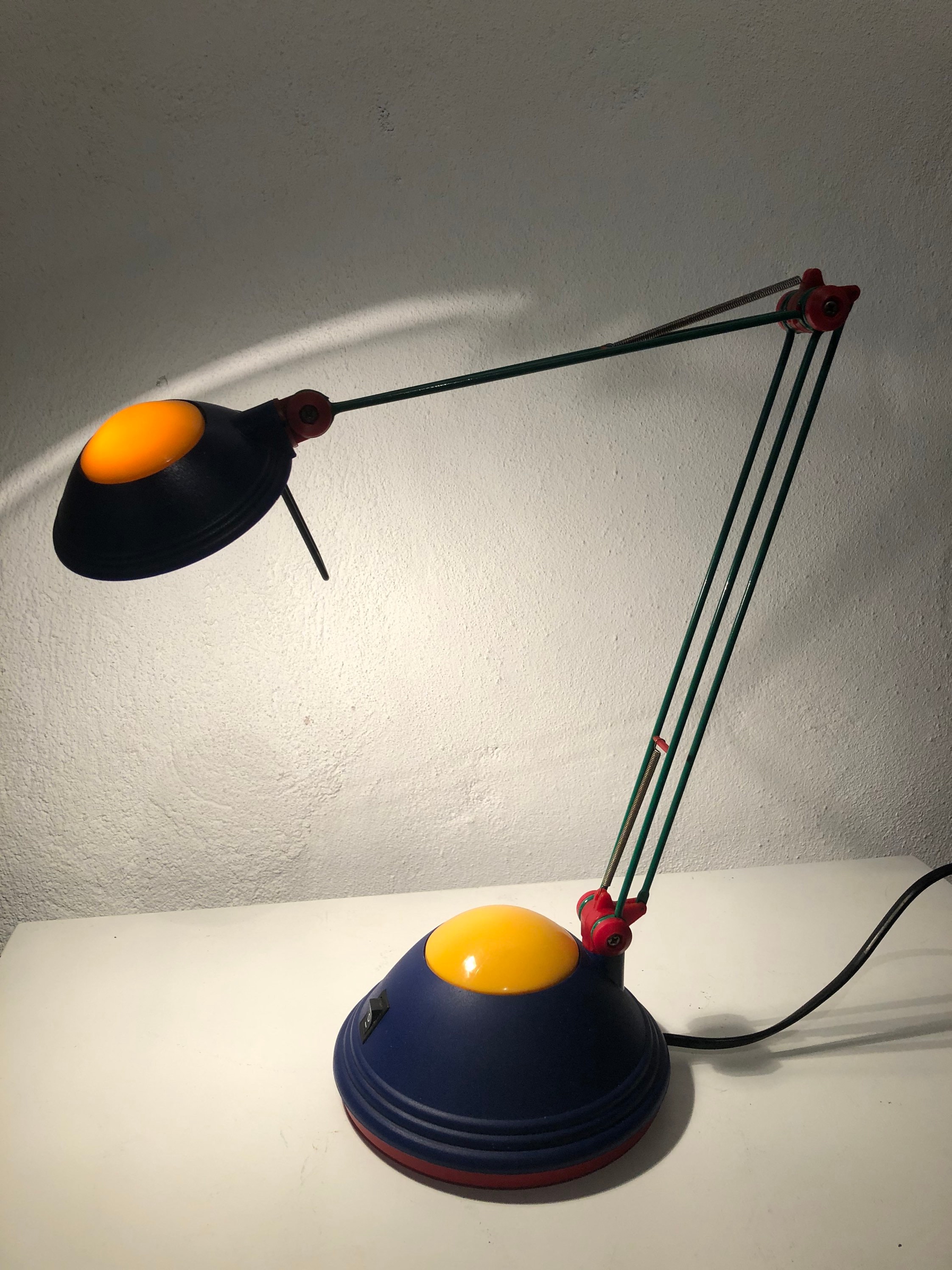 Vintage Memphis Style Design Table Lamp in Red, Yellow, Green and Blue ...