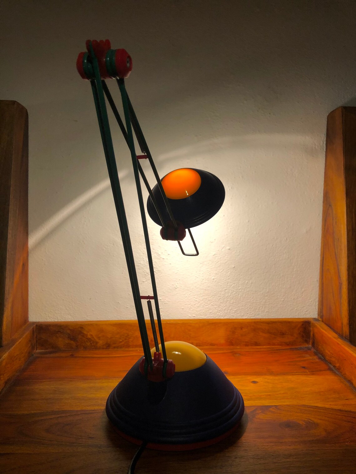 Vintage memphis style design table lamp in red yellow green | Etsy