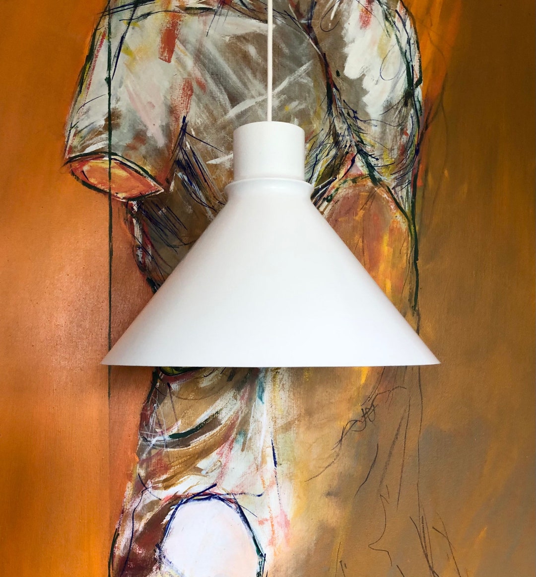 Danish Postmodern super Space Minimalist Ceiling Lamp in White Metal ...