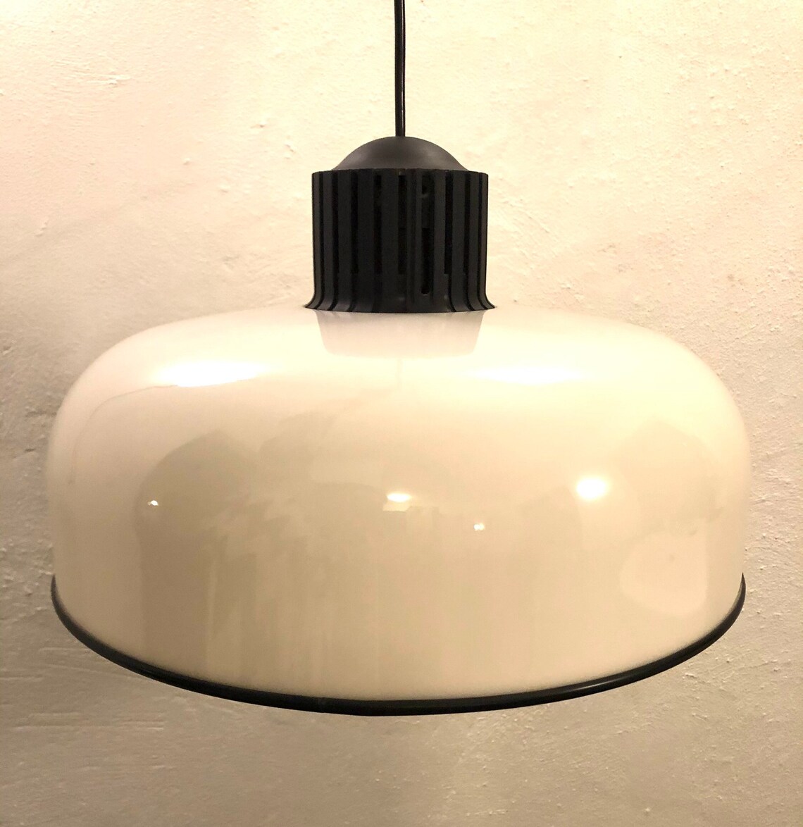 Danish Postmodern Large Ceiling Lamp in White & Black Plastic From the ...