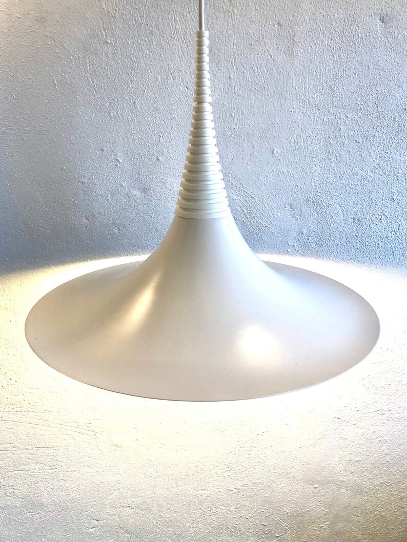 Danish postmodern white trumpet Verona pendant in | Etsy