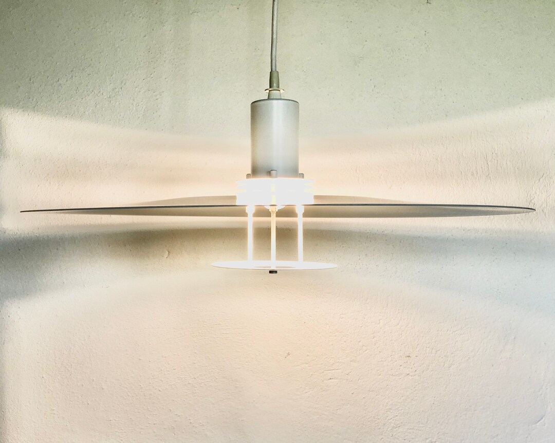 Danish Postmodern Vintage Minimalist Ceiling Lamp in White With ...