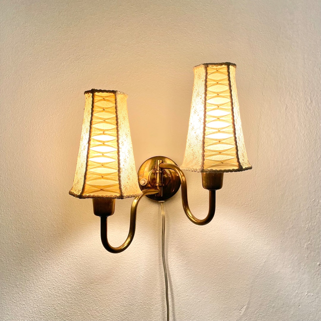 Danish Vintage Mid Century Design Brass Wall Lamp With Double Sockets ...