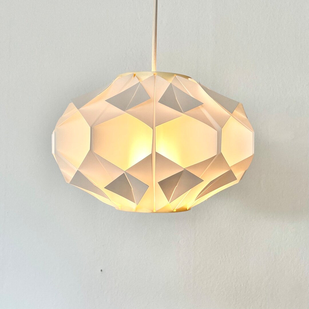 Danish Mid Century 1970s “facett” Vintage Ceiling Lamp in White Plastic - Design by Lars ...