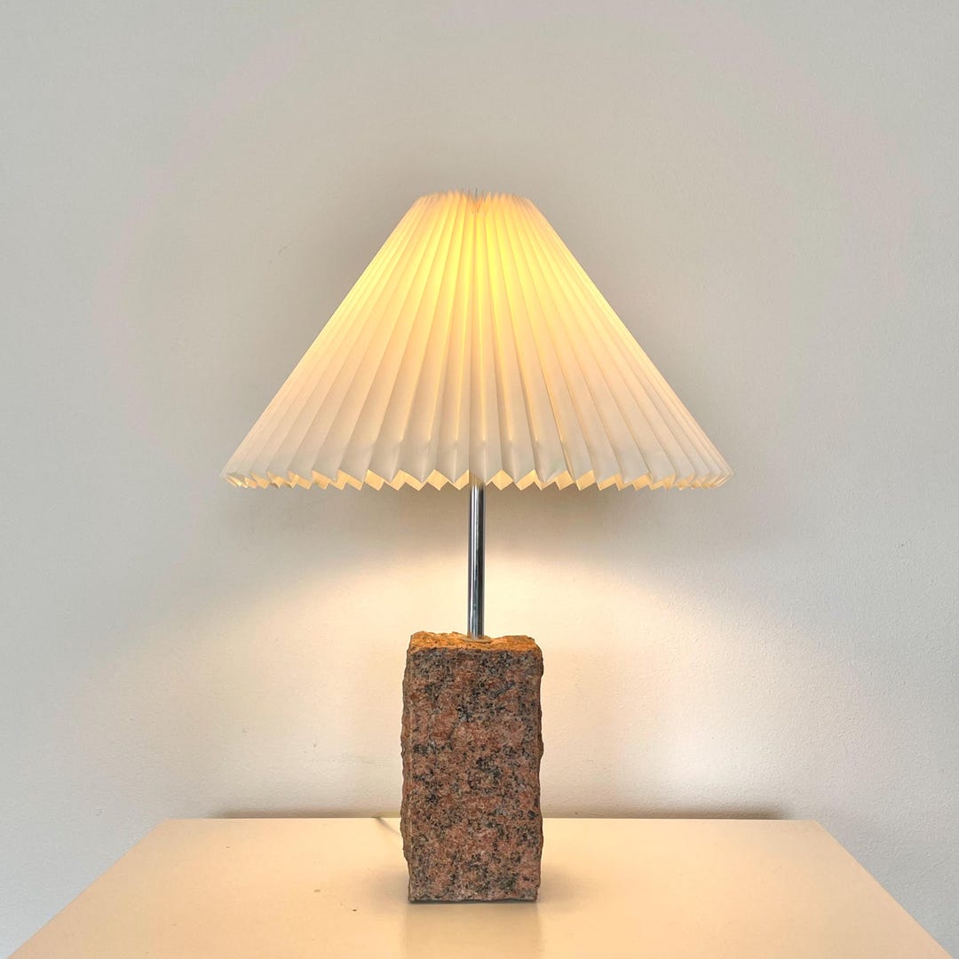 Danish Vintage Postmodern Tall Table Lamp With Solid Red Granite Base ...