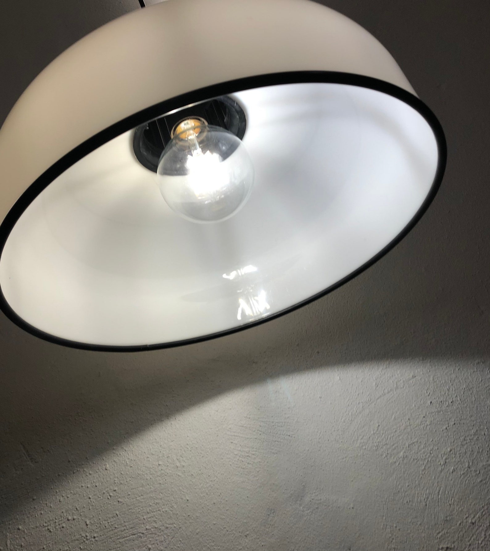 Danish Postmodern Large Ceiling Lamp in White & Black Plastic From the ...