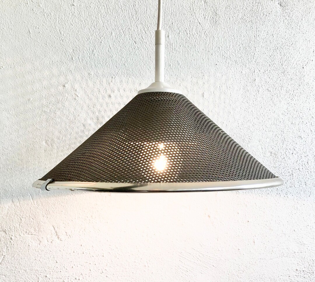 Vintage Danish Postmodern Design Ceiling Lamp in Grey Perforated Metal ...