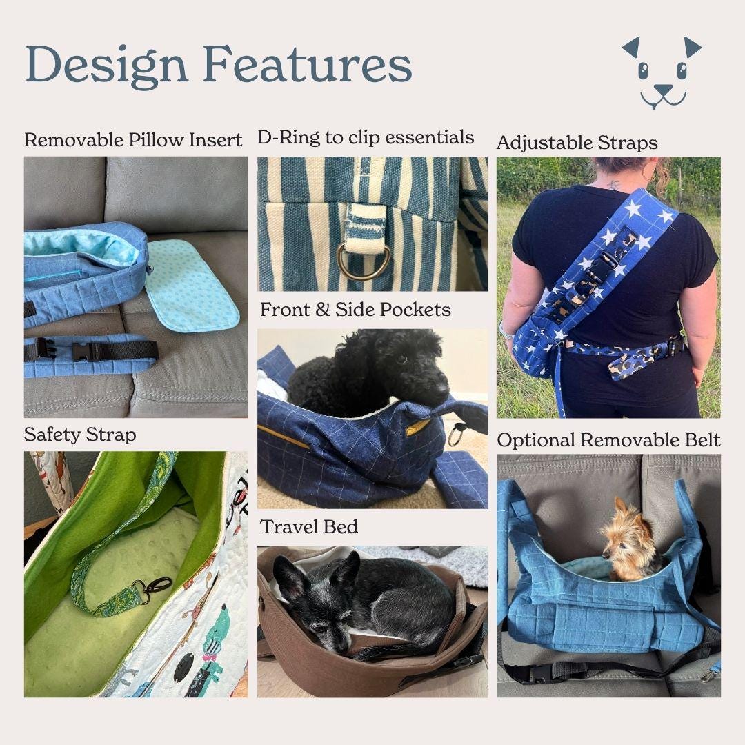 Skyler Pet Sling PDF Sewing Pattern: Adjustable Dog Carrier & Travel ...
