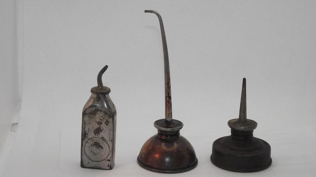 3 Vintage Antique Thumb Pump Oilers, Sm Oil Cans Lot. Marked Fagle (or ...