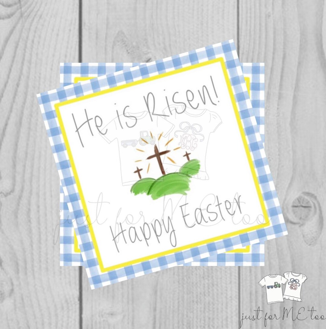 Easter Printable Tags, Instant Download, He is Risen Tags, Square Gift ...