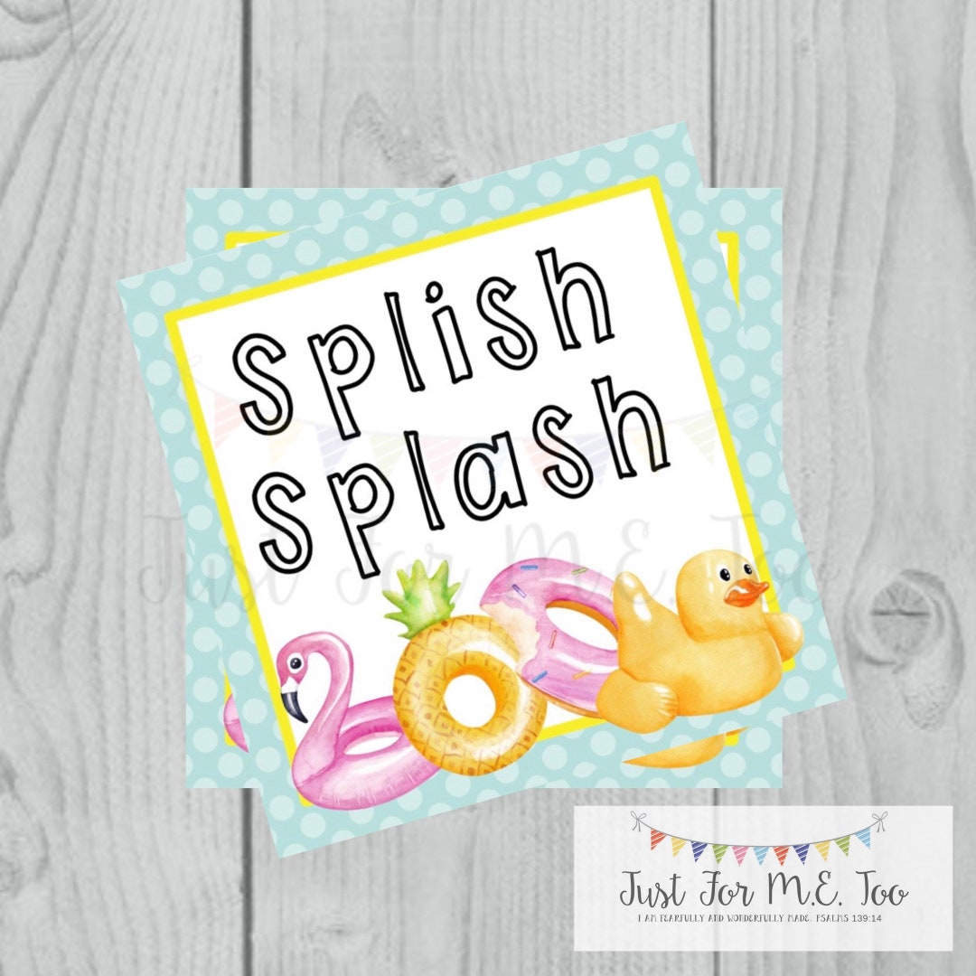 Splish Splash Printable Tags, Pool Float Tag, Instant Download, Summer ...
