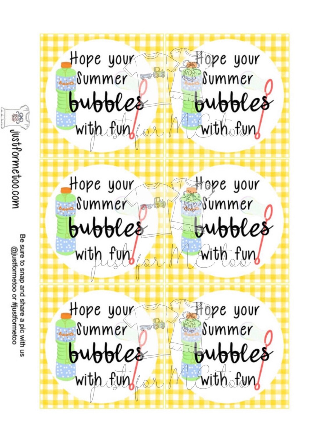 Instant Download Printable Bubble Tag Summer Party Tag | Etsy