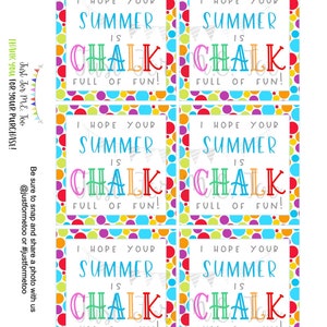 Summer Printable, Chalk Gift Tag, Chalk Full of Fun, Kids Tag, Friend ...