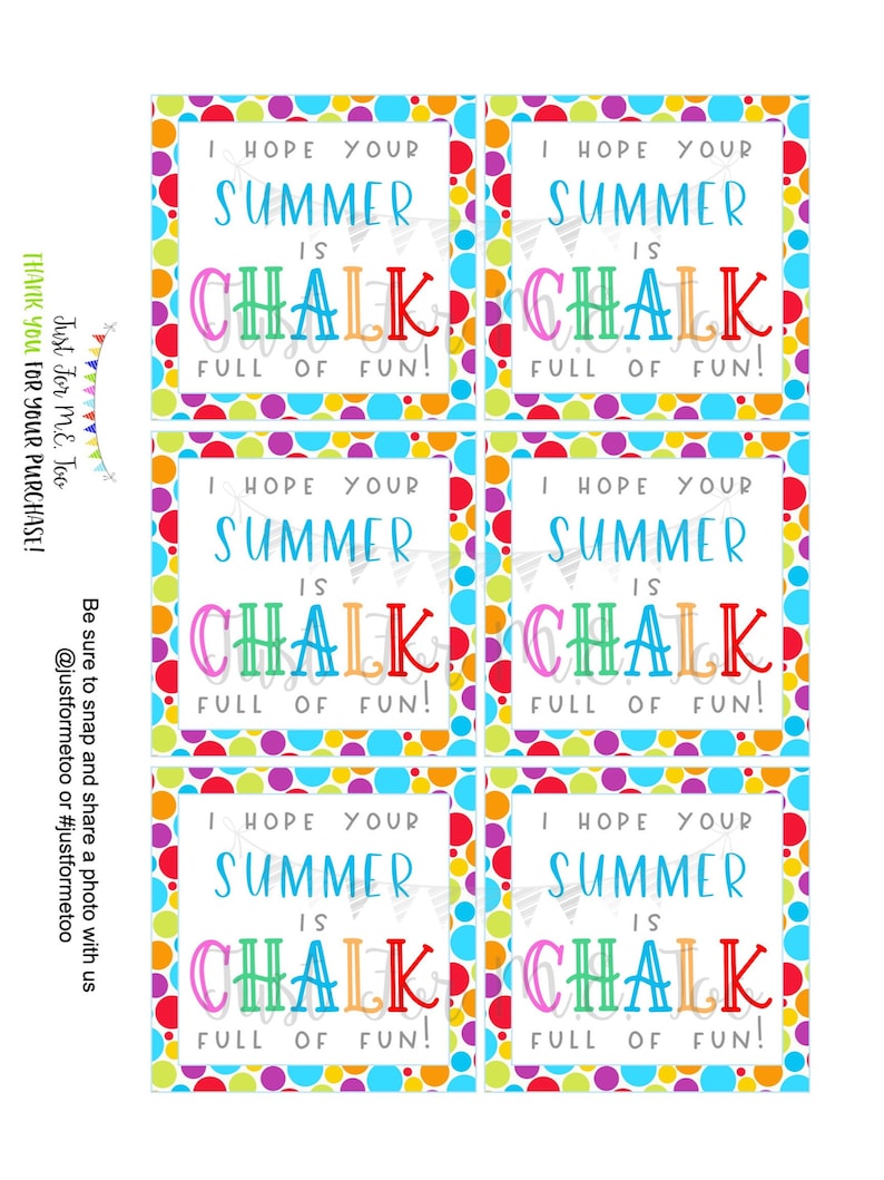 Summer Printable Chalk Gift Tag Chalk Full of Fun Kids Tag - Etsy