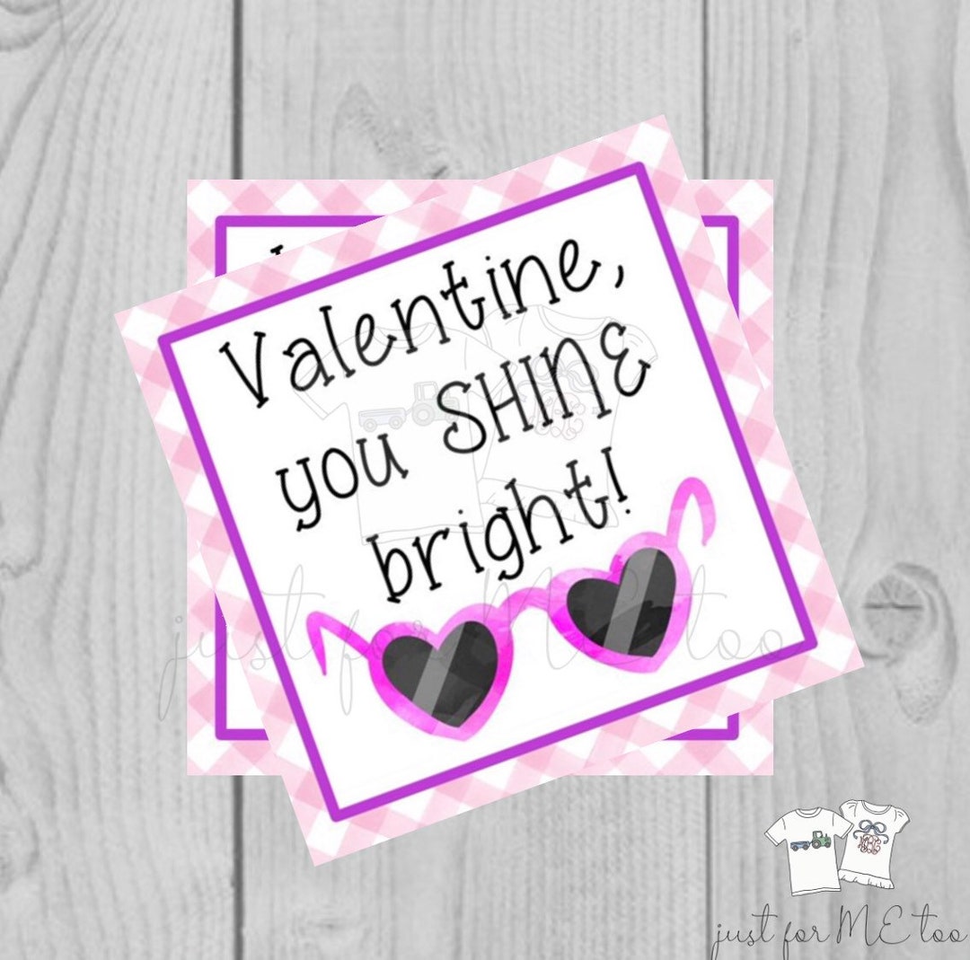 Shine Bright Valentine Gift Tag, Sunglasses Princess Tag (digital ...