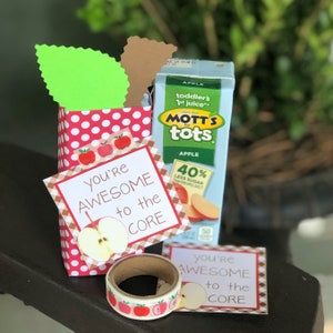 Apple Printable Tags, You're Awesome to the Core, Instant Download ...