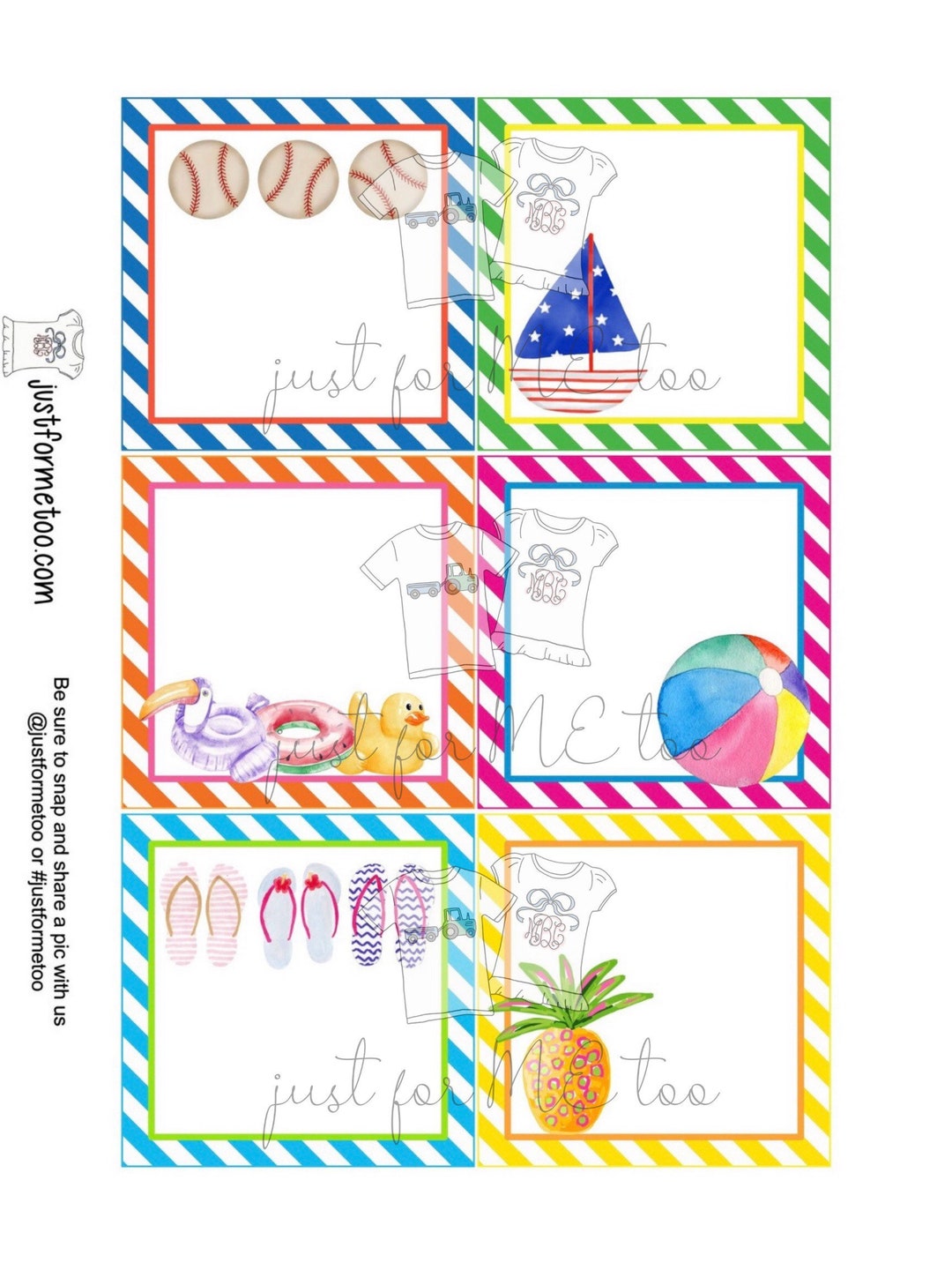 Blank Printable Tags, Instant Download, Summer Tags, Square Gift Tags ...