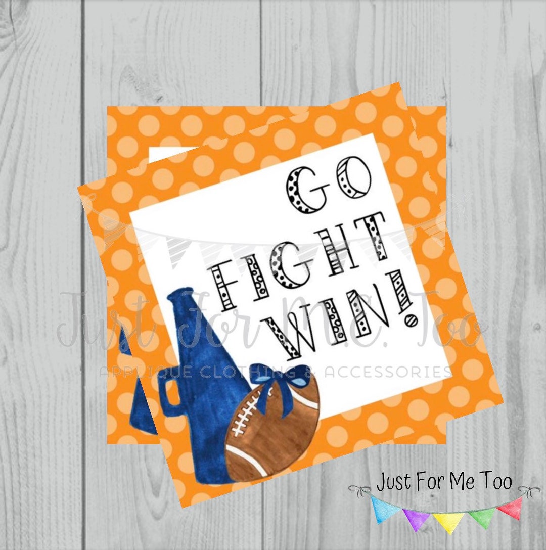 Football Printable Tags, Go Fight Win, Instant Download, School Tags ...