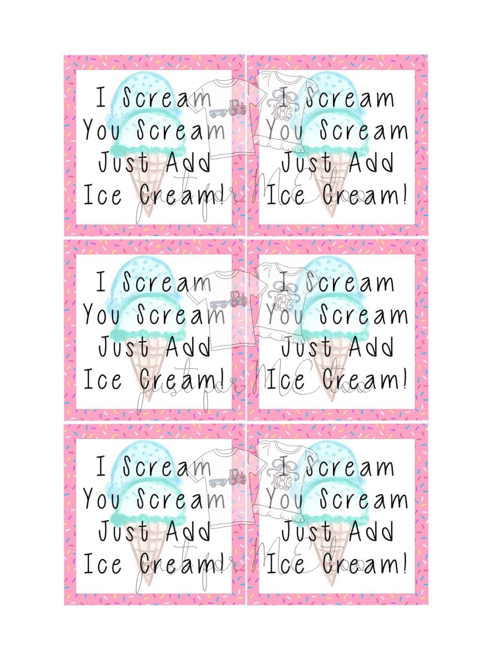 Instant Download Printable Ice Cream Tag Instant Download - Etsy