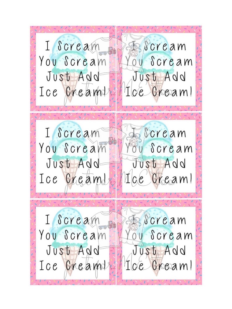Instant Download Printable Ice Cream Tag Instant Download - Etsy