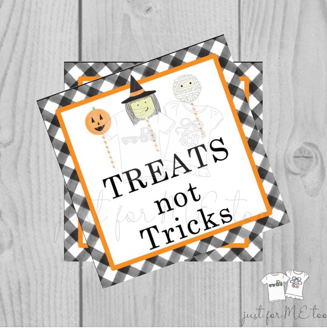 Halloween Treats Not Tricks Printable Gift Tags (PDF) - Etsy