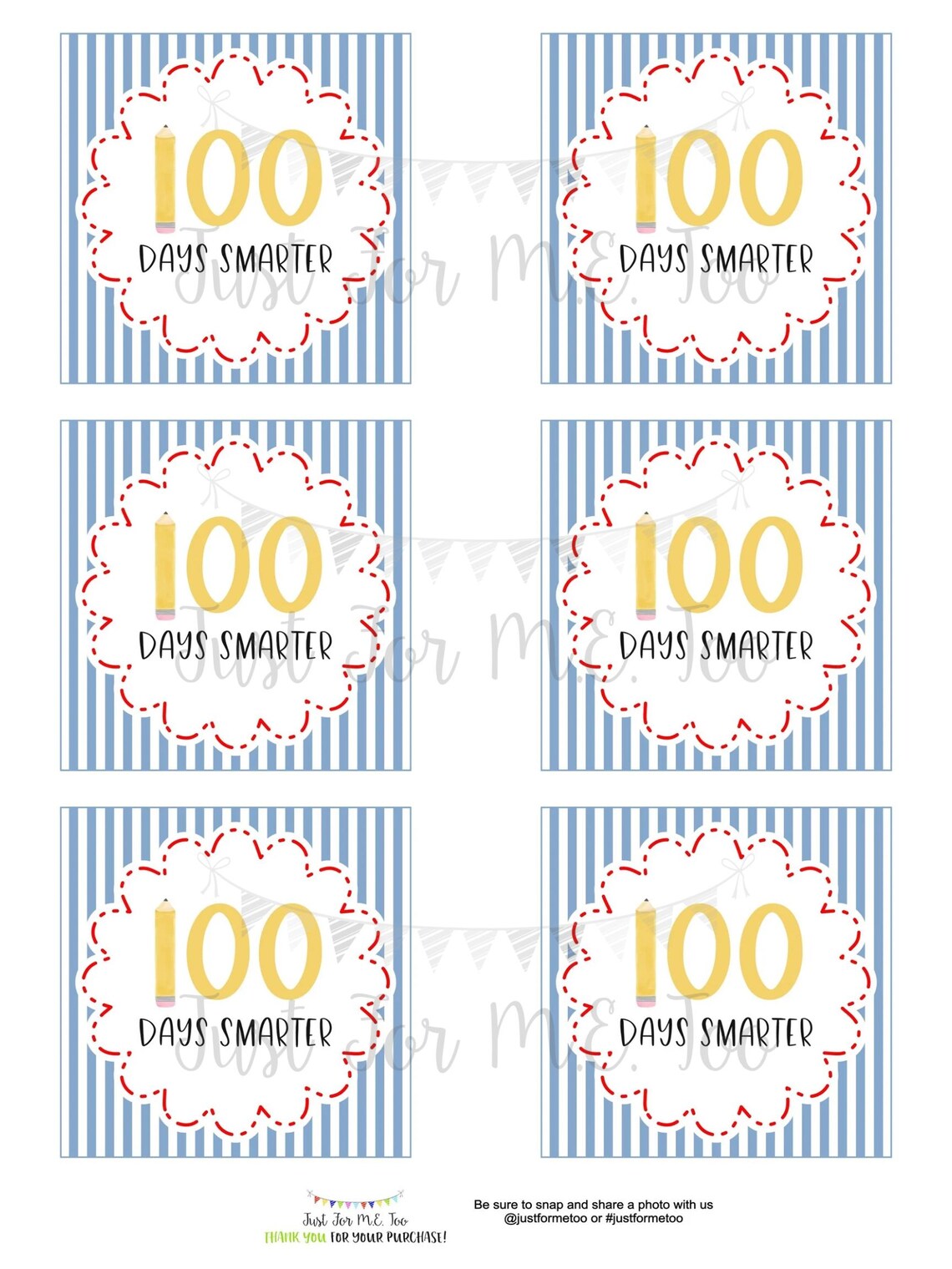 100 Days Smarter Printable Gift Tags (digital Download) - Etsy