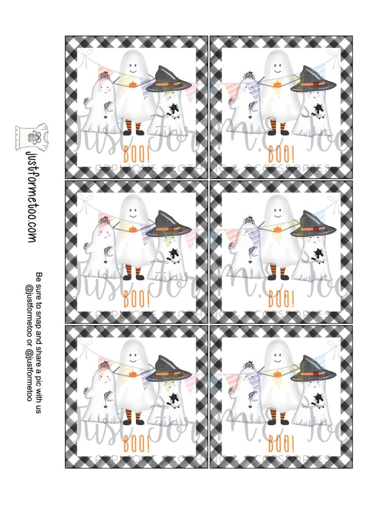 Halloween Printable Tags Instant Download Ghost Tags Square - Etsy