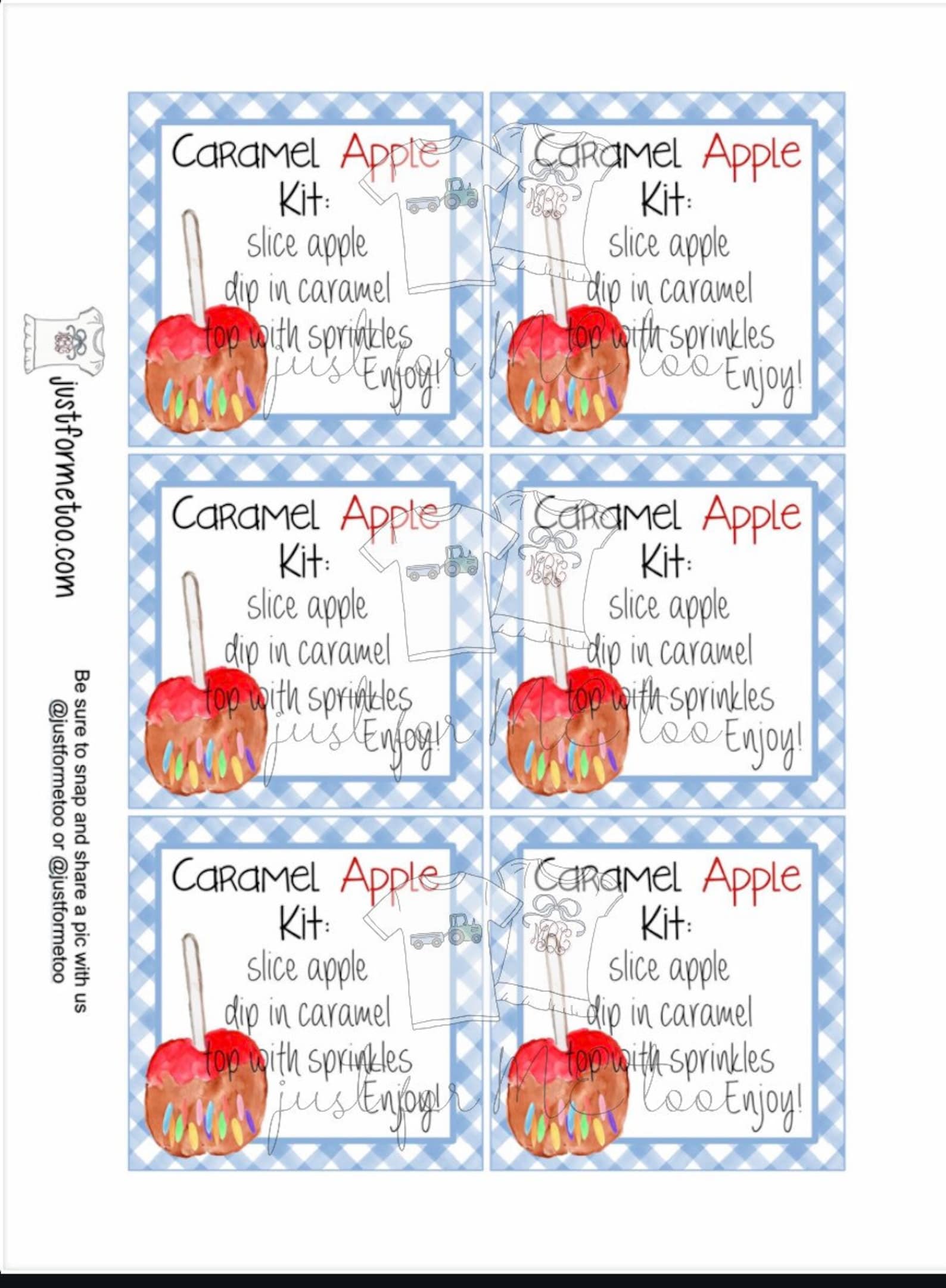 Caramel Apple Printable Tags Caramel Apple Kit Instant | Etsy