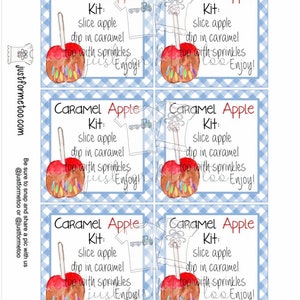 Caramel Apple Printable Tags, Caramel Apple Kit, Instant Download, Fall ...