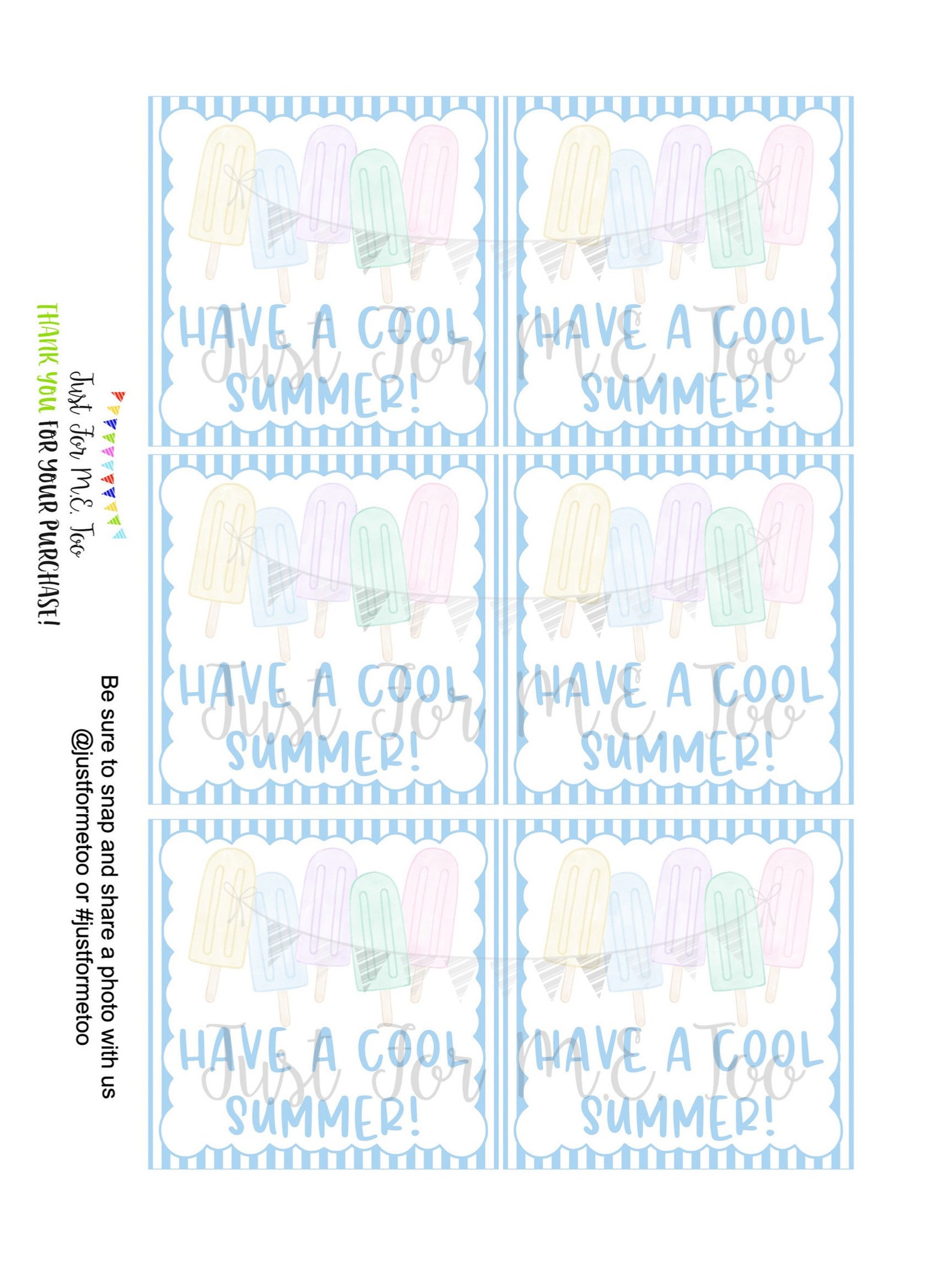 Summer Printable Tags Have a Cool Summer Instant Download - Etsy