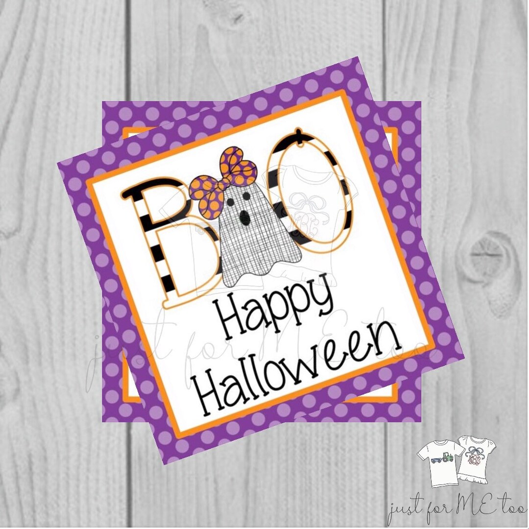 Halloween Printable Tags, Instant Download, Girl Ghost Tags, Square ...