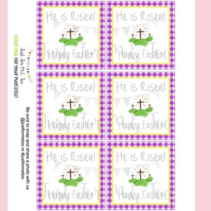 Easter Printable Tags, Instant Download, He is Risen Tags, Square Gift ...