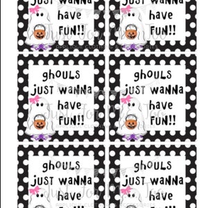 Halloween Printable Tags, Instant Download, Girl Ghost Tags, Square ...