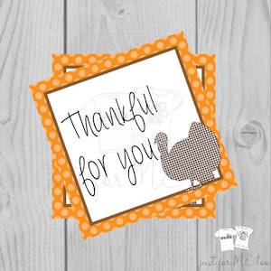 Thanksgiving Printable Tags, Instant Download, Thankful for You, Turkey ...