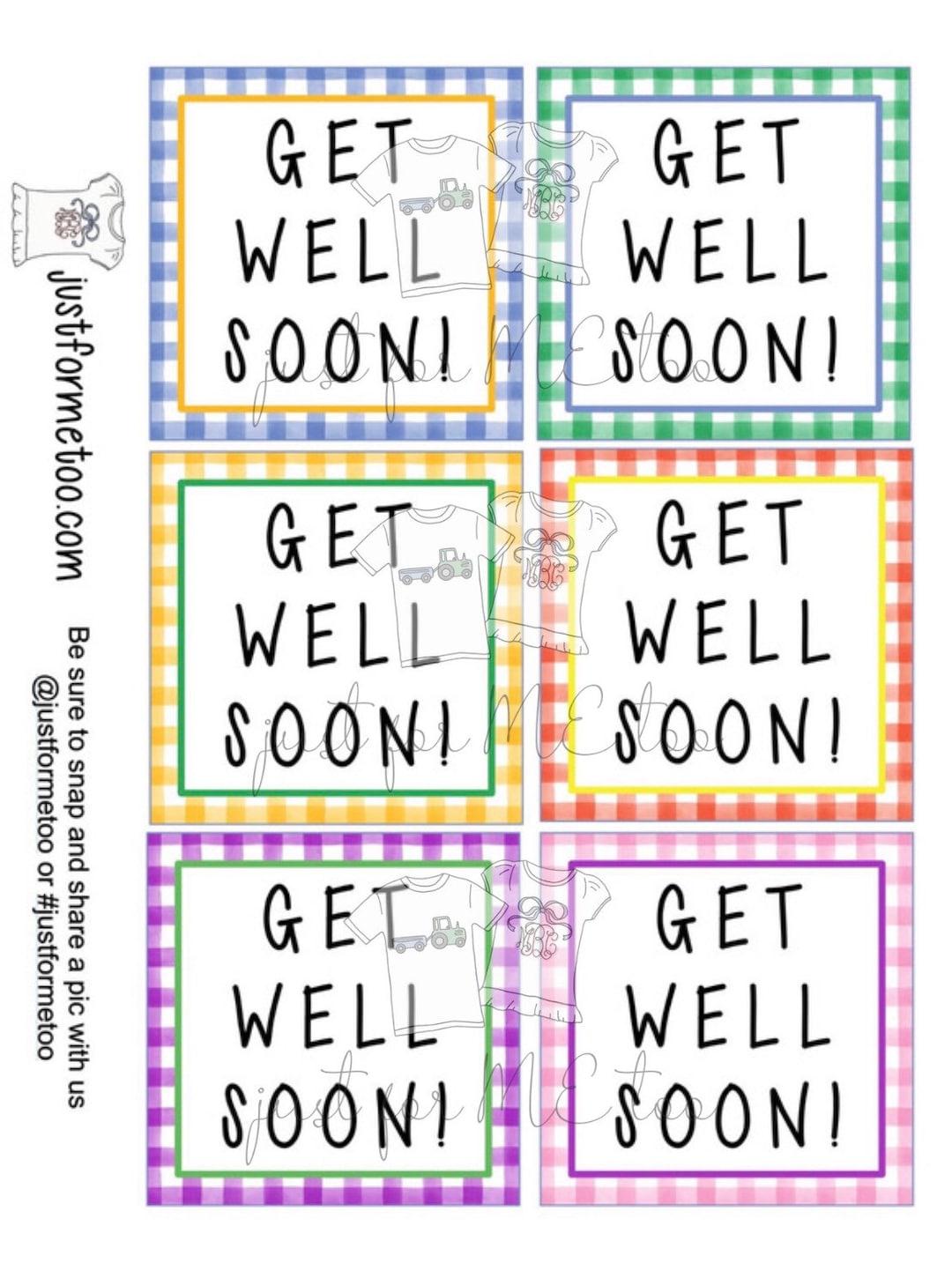Get Well Soon Digital Download Tag, Get Well Tag, Multi-color Tag ...