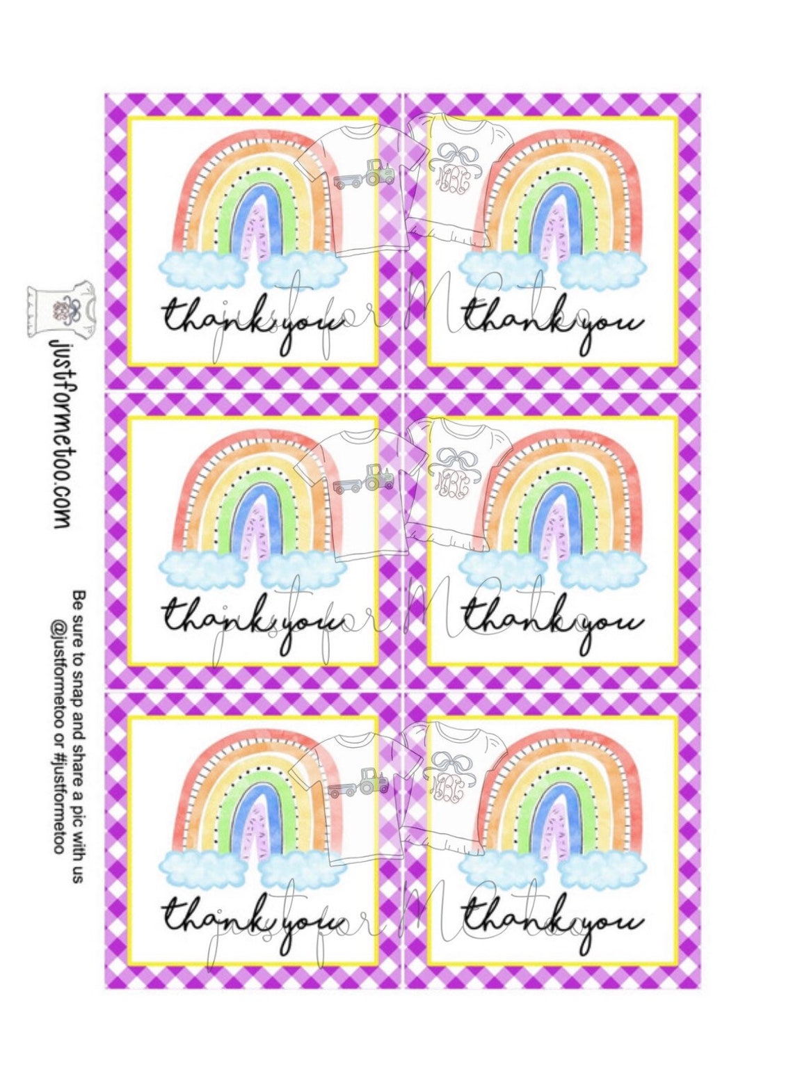 Rainbow Printable Tags Instant Download Thank You Tags - Etsy