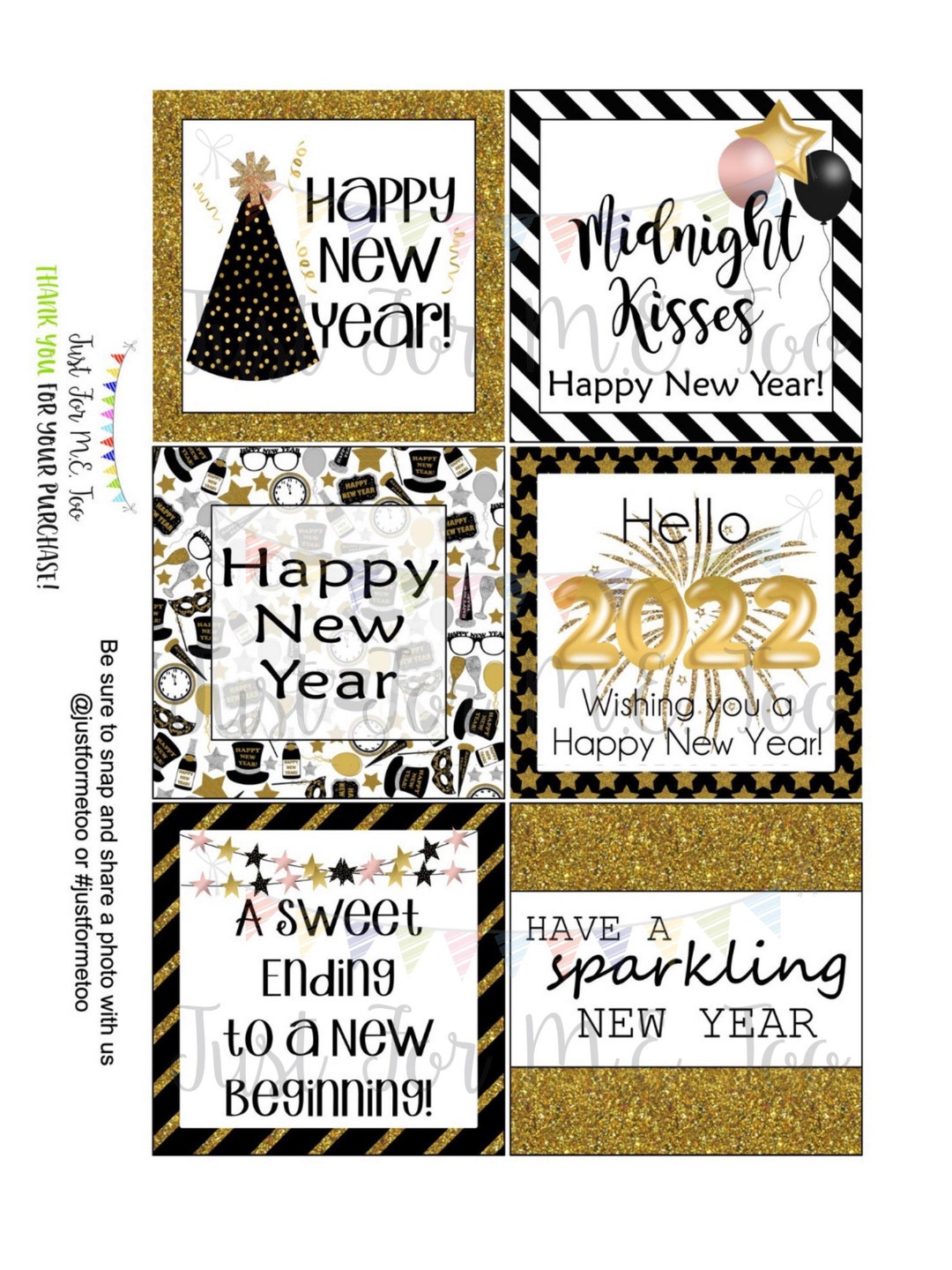 Happy New Year Printable Tag, Instant Download, Gift Tag, 2022 Gift Tag ...