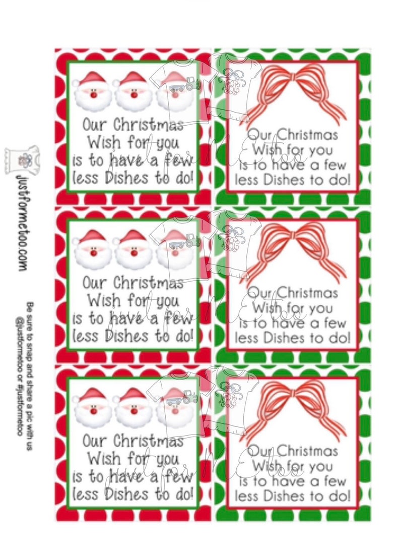 Christmas Printable Tag, Christmas Dishes Tag, Instant Download, Merry ...